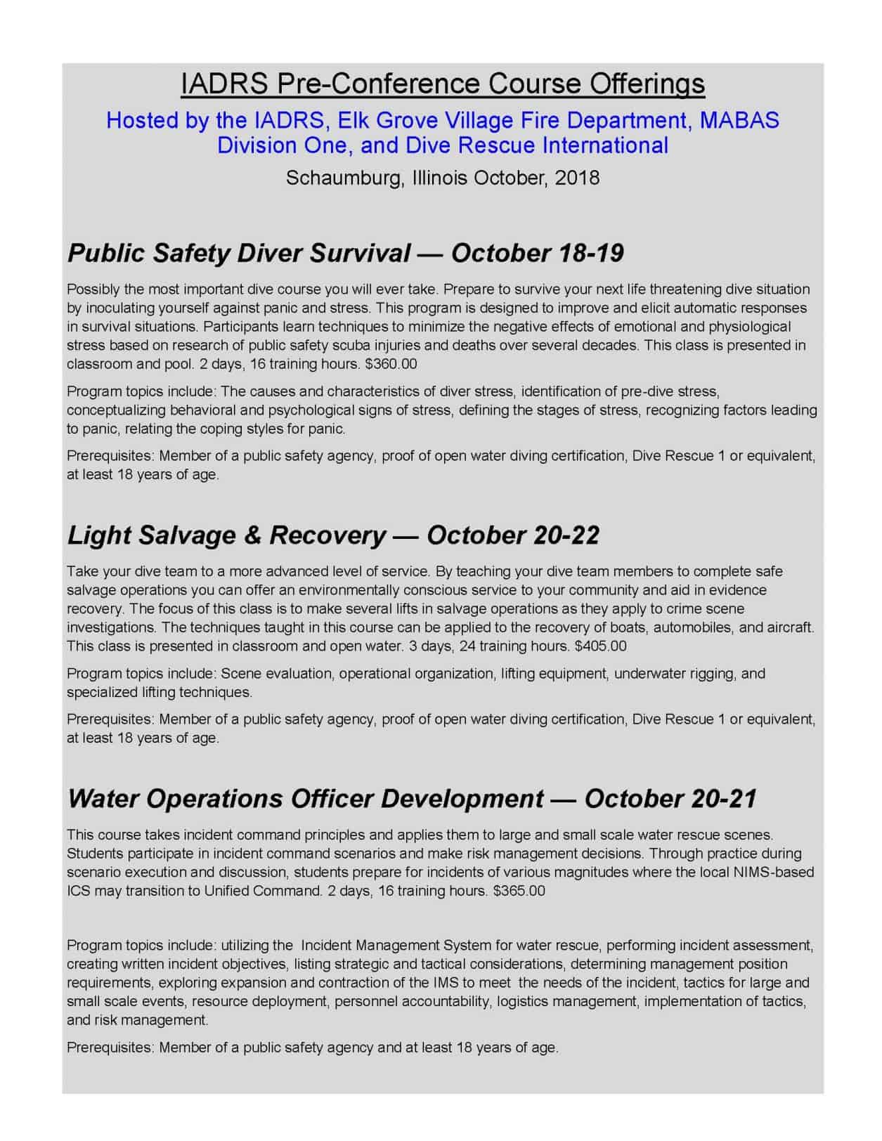IADRS Conference Flyer Dive Rescue International